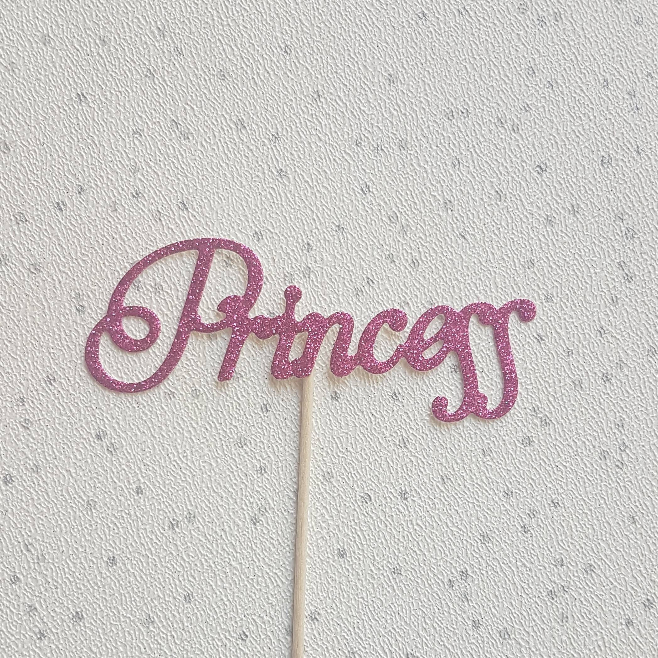 Pink Princess Cake Topper, Glitter Princess Cupcake Topper – Lilac Sprig