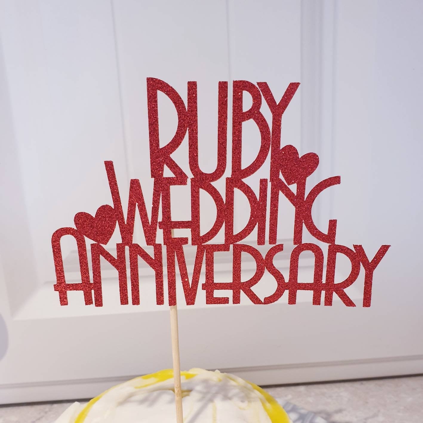 Ruby Wedding Anniversary Cake Topper, 40th Anniversary Glitter Cake Ce ...